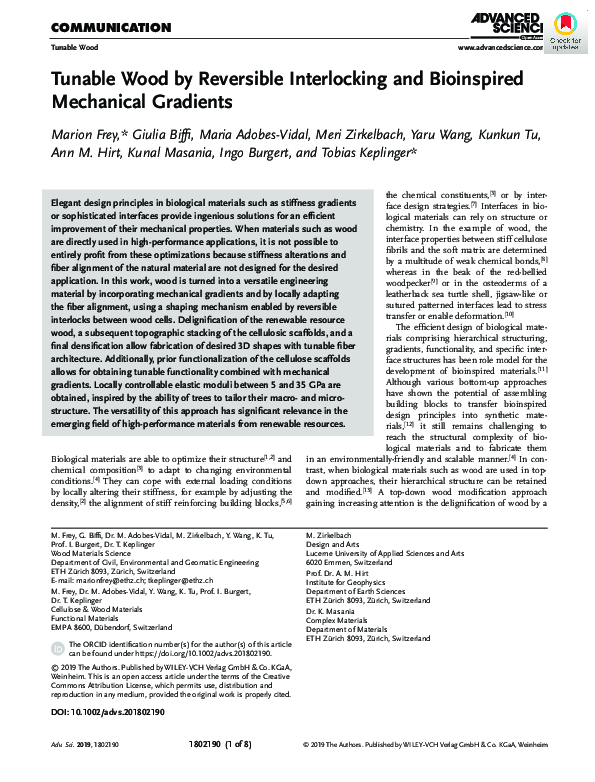 (PDF) Tunable Wood by Reversible Interlocking and Bioinspired ...