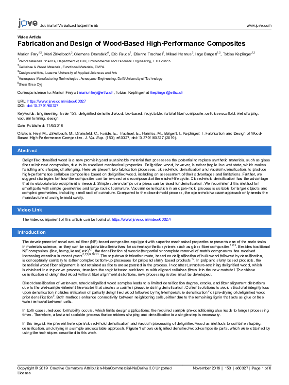 (PDF) Fabrication and Design of Wood-Based High-Performance Composites