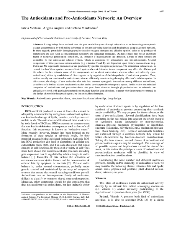 (PDF) The Antioxidants and Pro-Antioxidants Network: An Overview