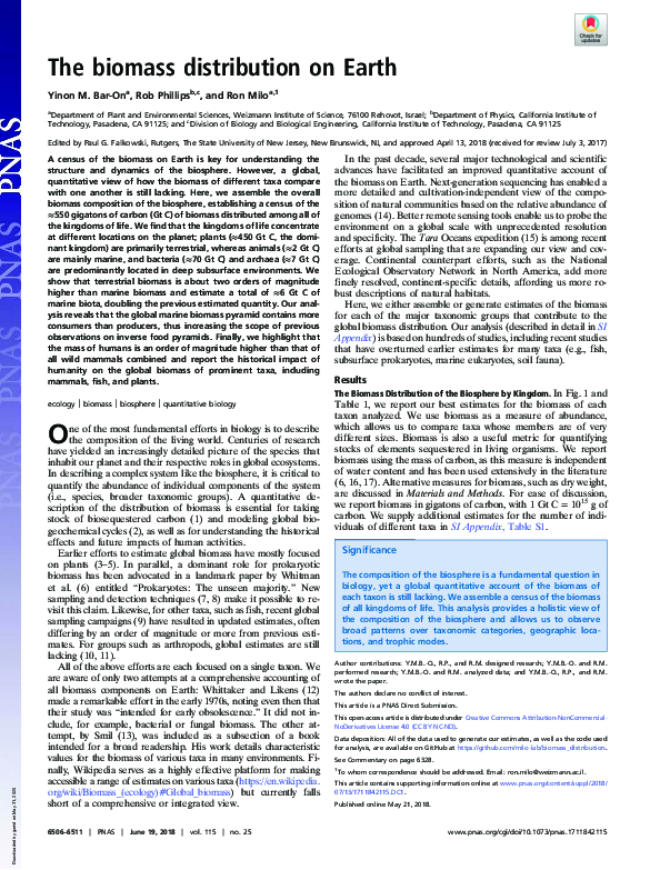 (PDF) The biomass distribution on Earth