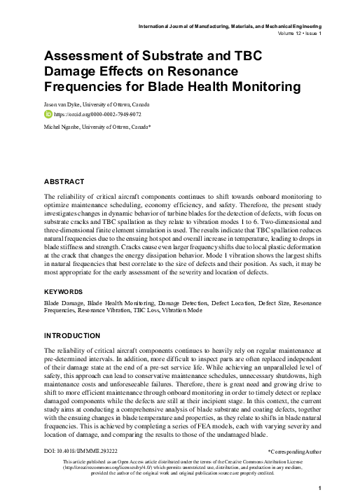 (PDF) Assessment of Substrate and TBC Damage Effects on Resonance ...