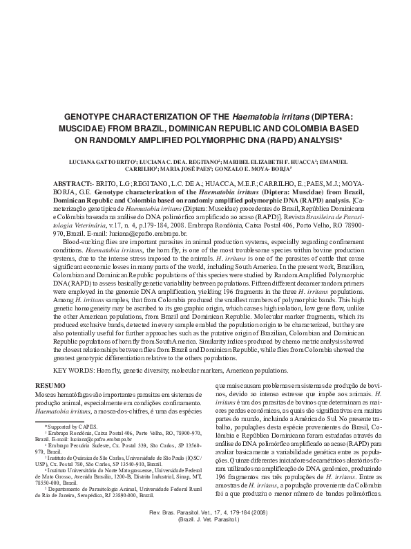 (PDF) On Randomly Amplified Polymorphic Dna (Rapd) Analysis*