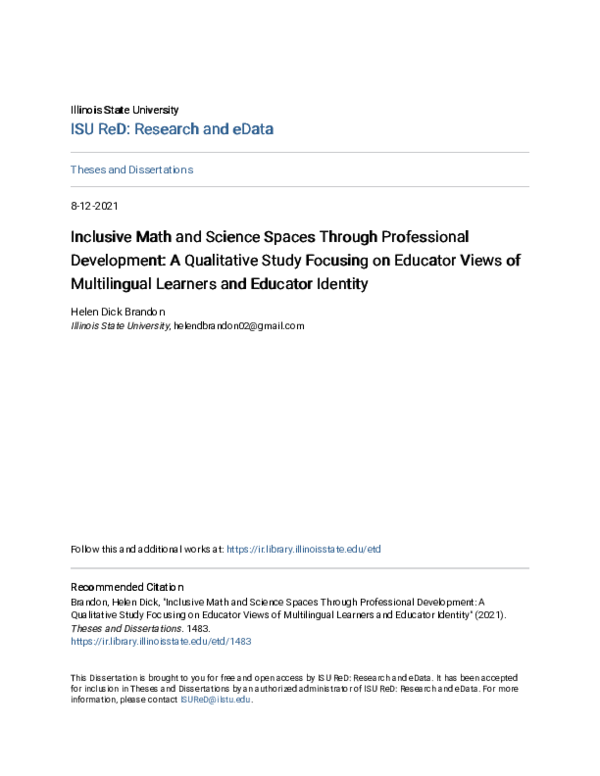(PDF) Inclusive Math and Science Spaces Through Professional ...