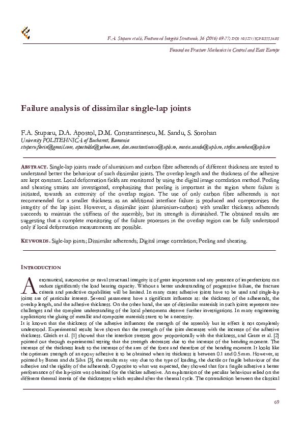 (PDF) Failure analysis of dissimilar single-lap joints