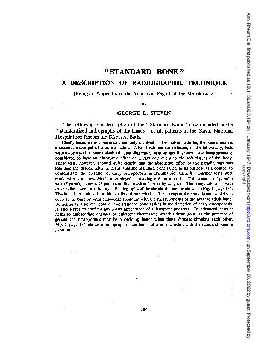 (PDF) Standard Bone": A Description of Radiographic Technique