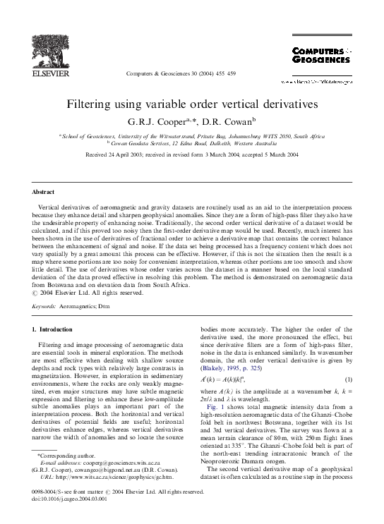 (PDF) Filtering using variable order vertical derivatives | Duncan Cowan - Academia.edu