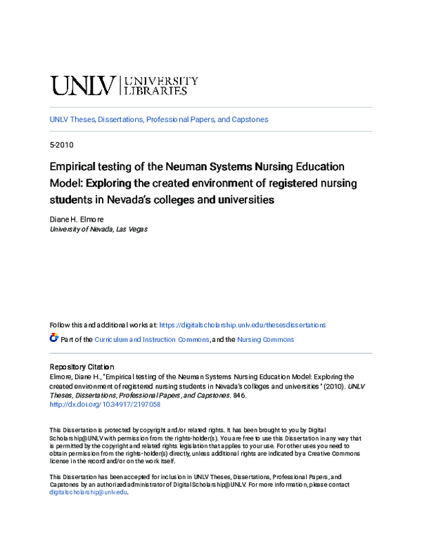 (PDF) Empirical testing of the Neuman Systems Nursing Education Model ...