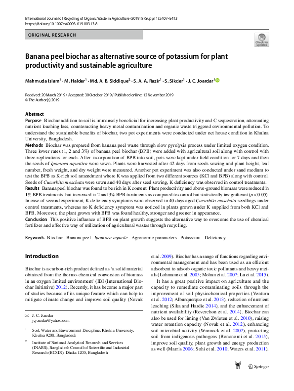 (PDF) Potassium for Sustainable Agriculture