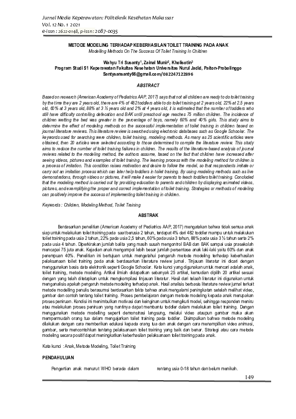 (PDF) Metode modeling dalam keberhasilan toilet training pada anak