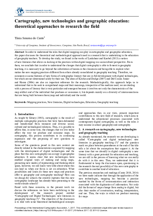 (PDF) Cartography, new technologies and geographic education ...