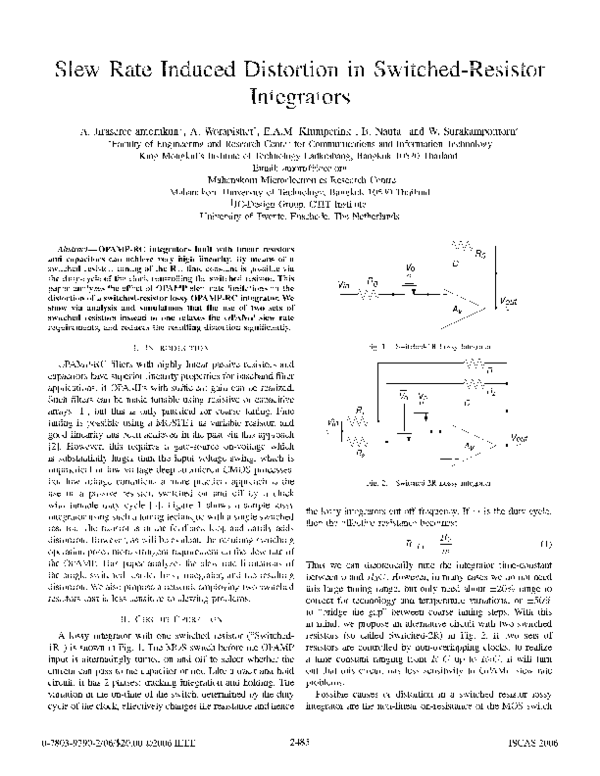 (PDF) Slew Rate Induced Distortion in Switched-Resistor Integrators