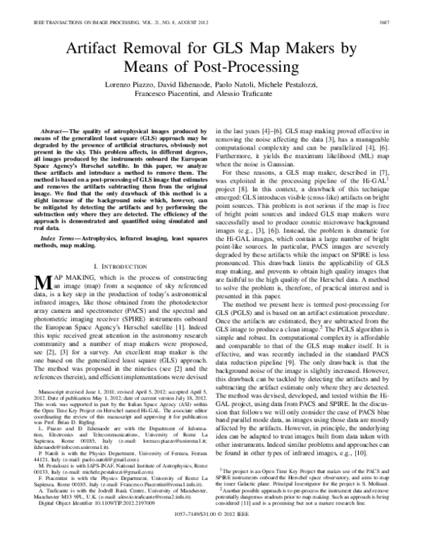 (PDF) Artifact Removal for GLS Map Makers by Means of Post-Processing