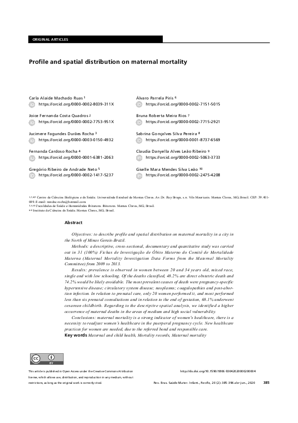 (PDF) Profile and spatial distribution on maternal mortality | Giselle ...
