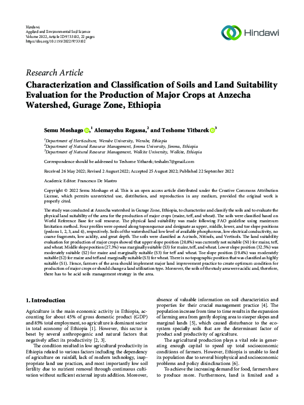 (PDF) Characterization and Classification of Soils and Land Suitability ...