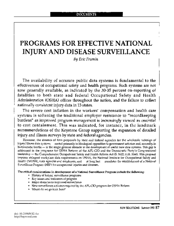 (PDF) Programs for effective national injury and disease surveillance ...