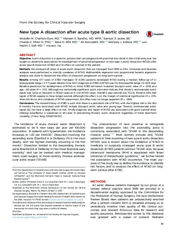 (PDF) New type A dissection after acute type B aortic dissection