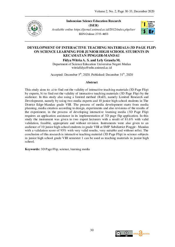 (PDF) Development of Interactive Teaching Materials (3D Page Flip) on Science Learning for ...