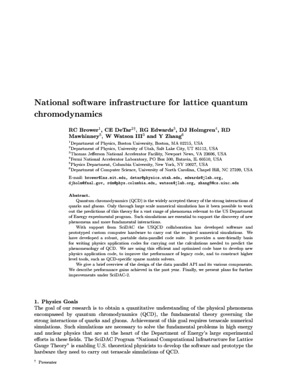 (PDF) National software infrastructure for lattice gauge theory