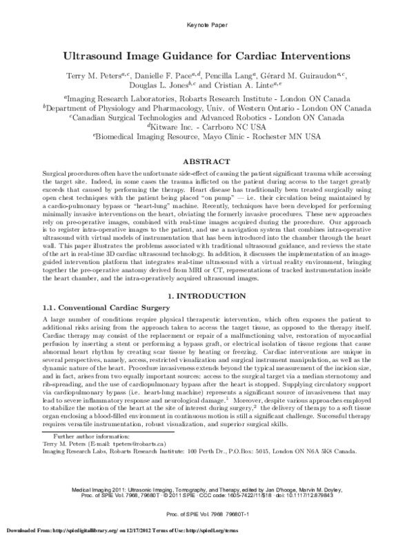 (PDF) Ultrasound image guidance of cardiac interventions