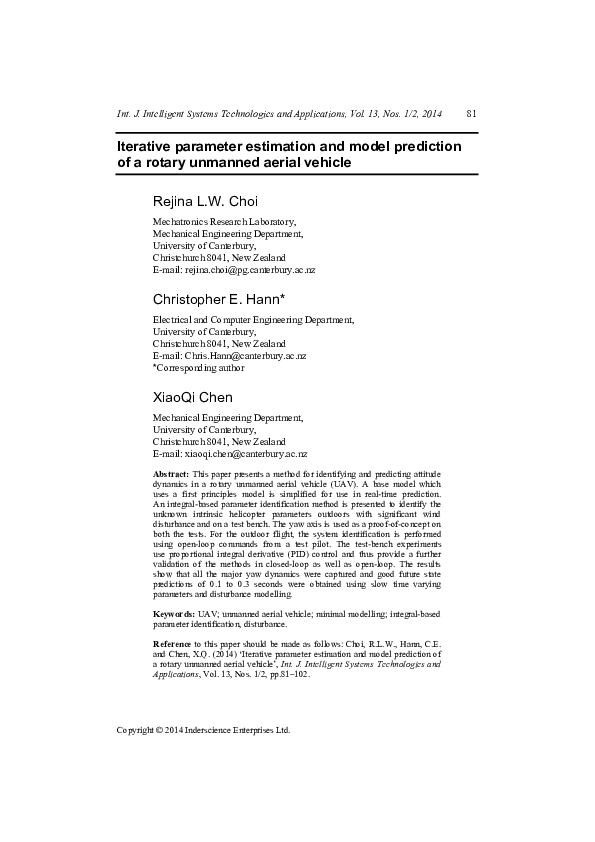 Pdf Iterative Parameter Estimation And Model Prediction Of A Rotary