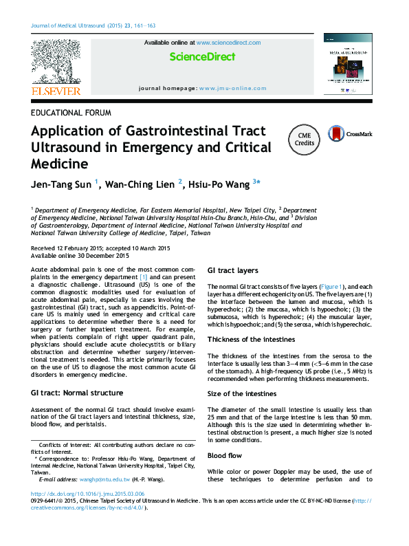 (PDF) Application of Gastrointestinal Tract Ultrasound in Emergency and ...
