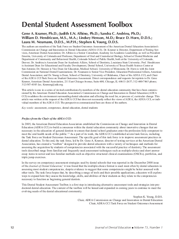 (PDF) Dental Student Assessment Toolbox