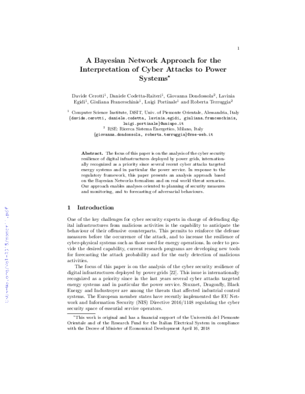 Pdf A Bayesian Network Approach For The Interpretation Of Cyber Attacks To Power Systems