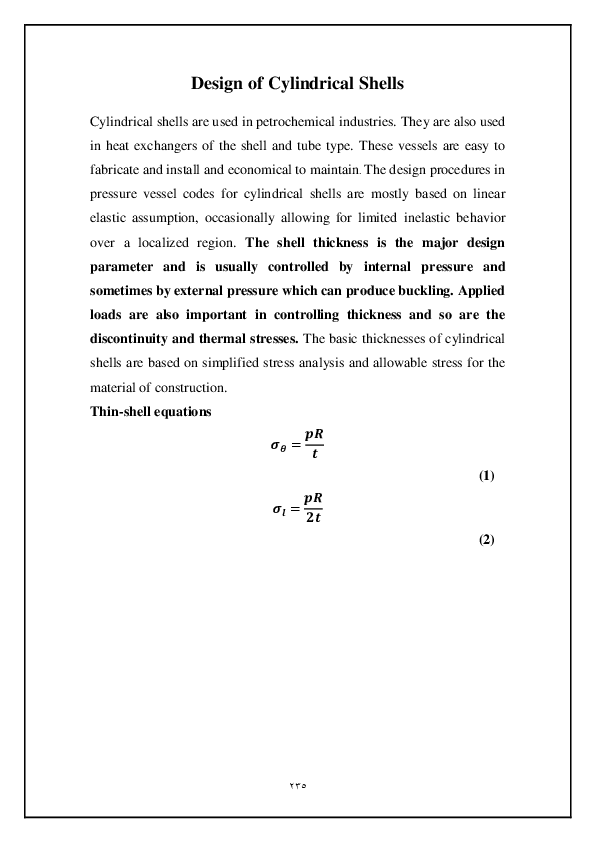 (PDF) Design of cylindrical shells