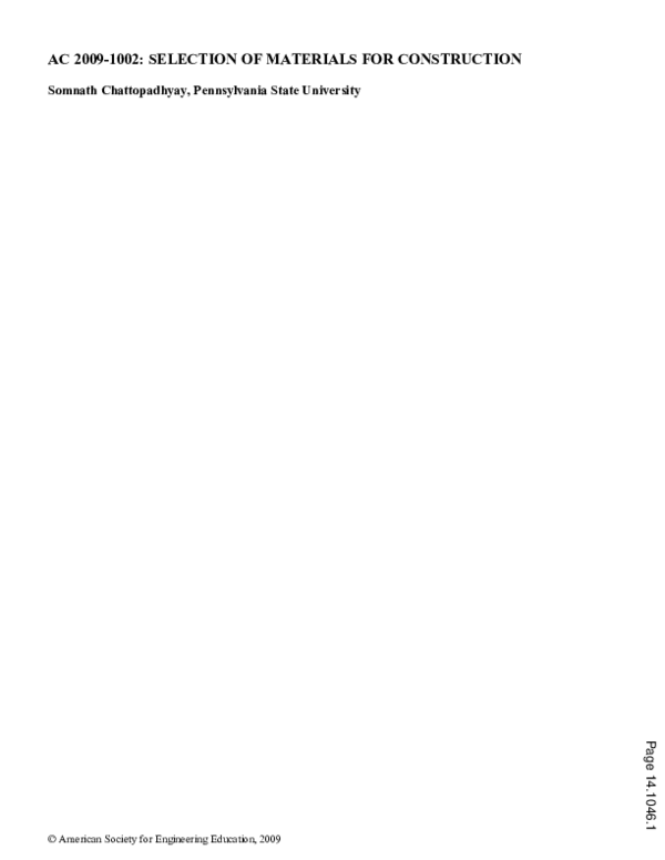 (PDF) Selection Of Materials For Construction