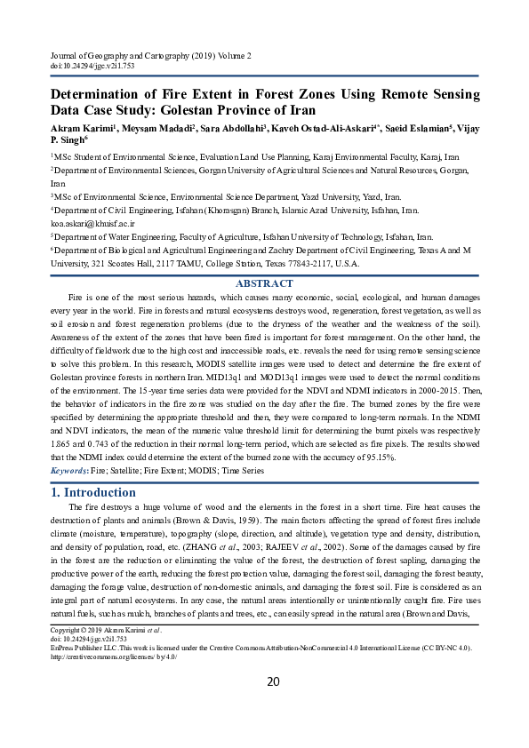 (PDF) First ) Determination of Fire Extent in Forest Zones Using Remote Sensing Data Case Study ...