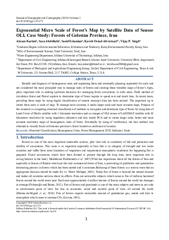 (PDF) Exponential Micro Scale of Forest’s Map by Satellite Data of Sensor OLI, Case Study ...