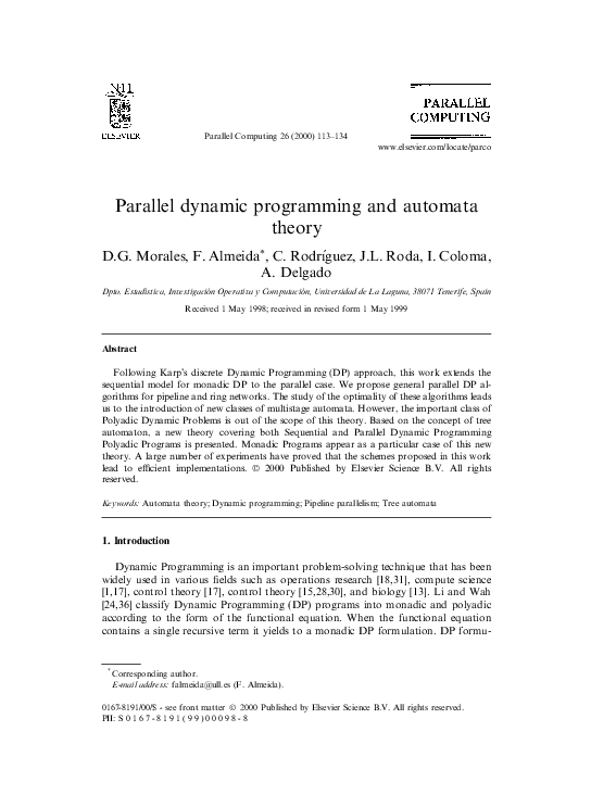 Pdf Parallel Dynamic Programming With Automata