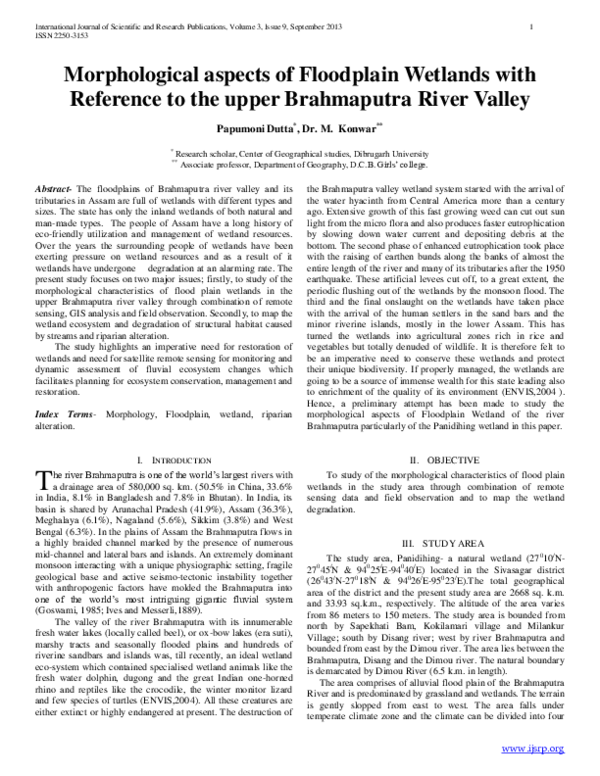 (PDF) Morphological aspects of Floodplain Wetlands with Reference to ...