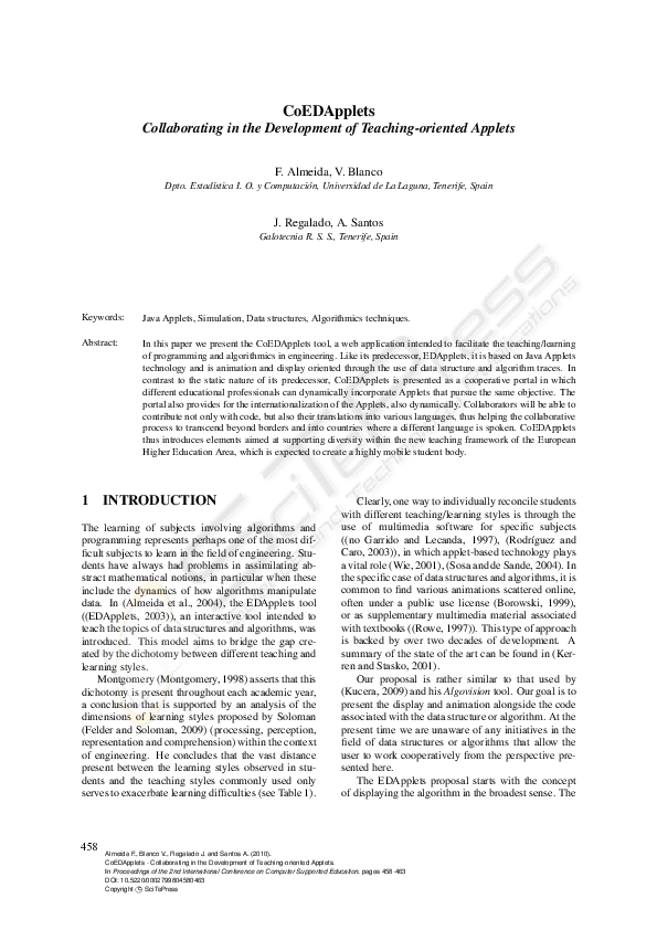 (PDF) CoEDApplets - Collaborating in the Development of Teaching-oriented Applets | Francisco ...