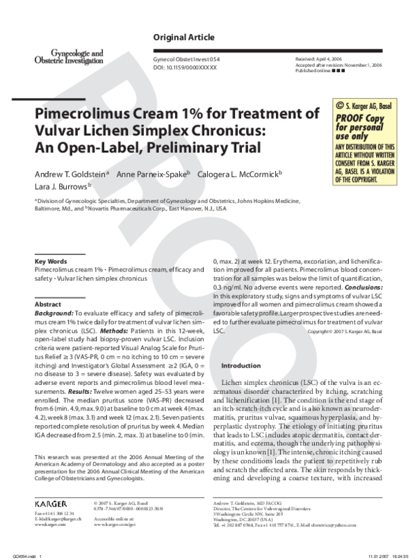 (PDF) Pimecrolimus Cream 1% for Treatment of Vulvar Lichen Simplex ...