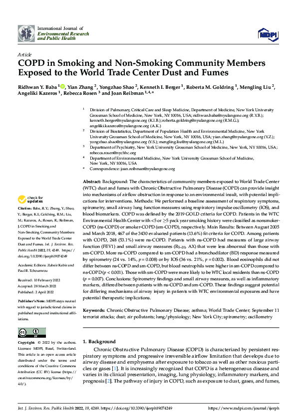 (PDF) COPD in Smoking and Non-Smoking Community Members Exposed to the ...