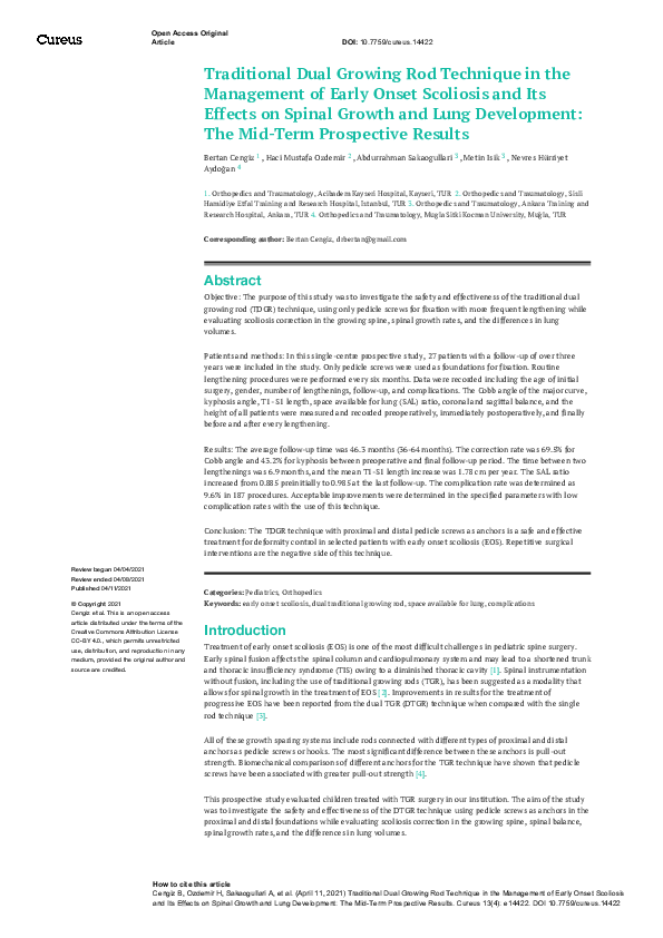(PDF) Traditional Dual Growing Rod Technique in the Management of Early ...