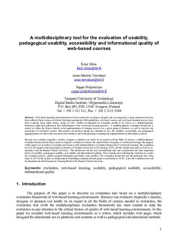 (PDF) A multidisciplinary tool for the evaluation of usability ...
