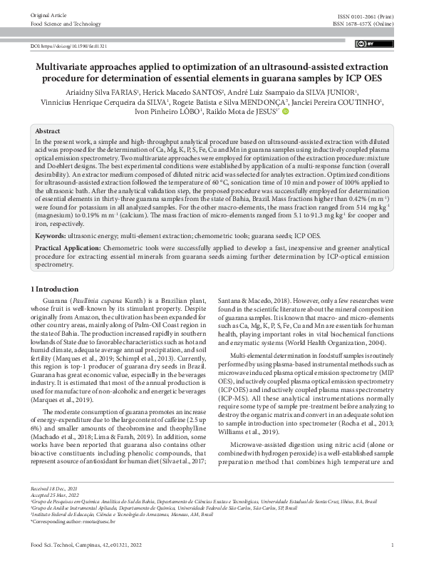 (PDF) Multivariate approaches applied to optimization of an ultrasound-assisted extraction ...