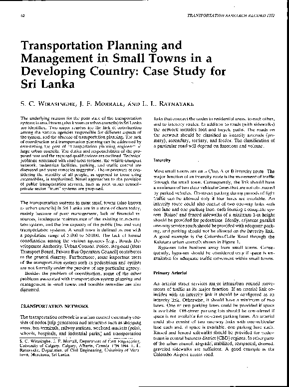 (PDF) Transportation Planning and Management in Small Towns in a Developing Country: Case Study ...