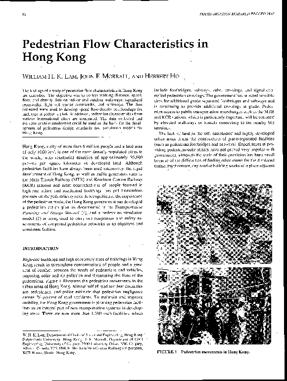 (PDF) Pedestrian flow characteristics in Hong Kong