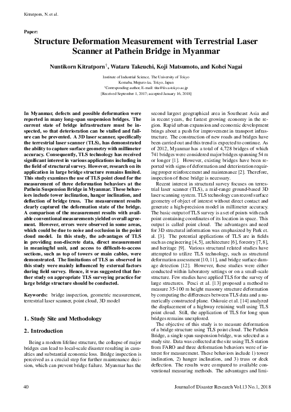 Pdf Structure Deformation Measurement With Terrestrial Laser Scanner