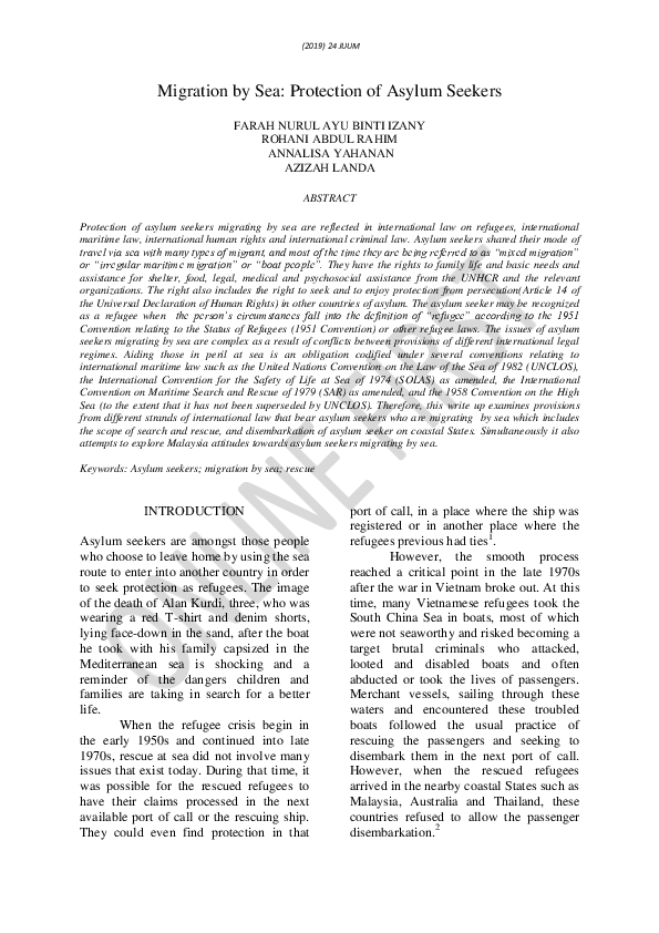 (PDF) Migration by Sea: Protection of Asylum Seekers