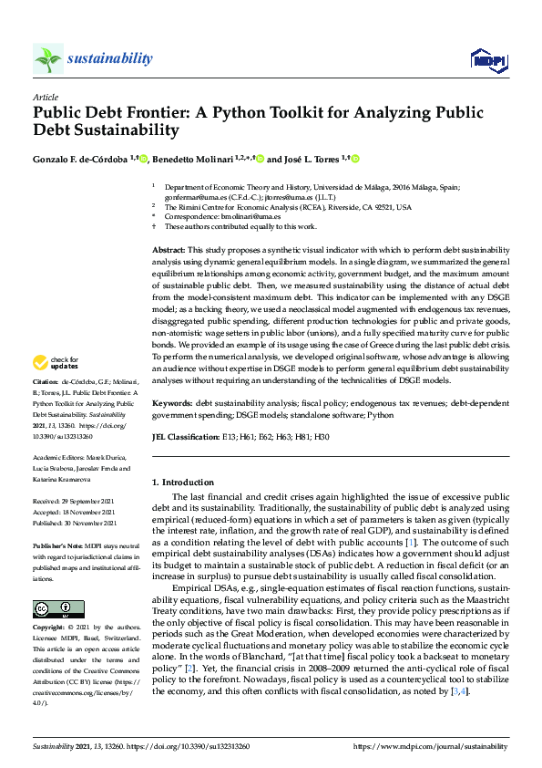(PDF) Public Debt Frontier: A Python Toolkit for Analyzing Public Debt Sustainability