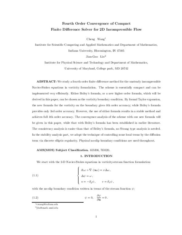 (PDF) Fourth order convergence of compact finite difference solver for ...