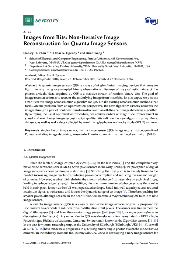 Images from Bits: Non-Iterative Image Reconstruction for Quanta Image Sensors
