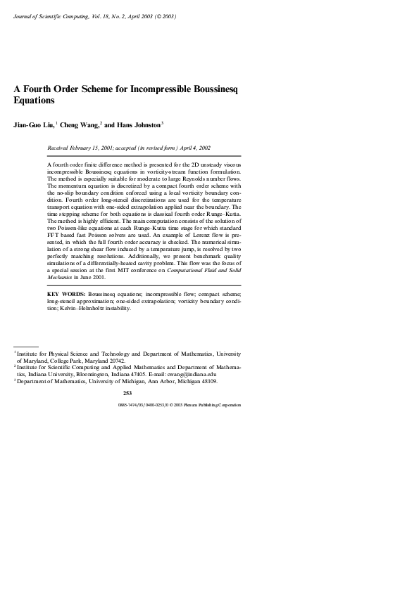 Pdf A Fourth Order Scheme For Incompressible Boussinesq Equations