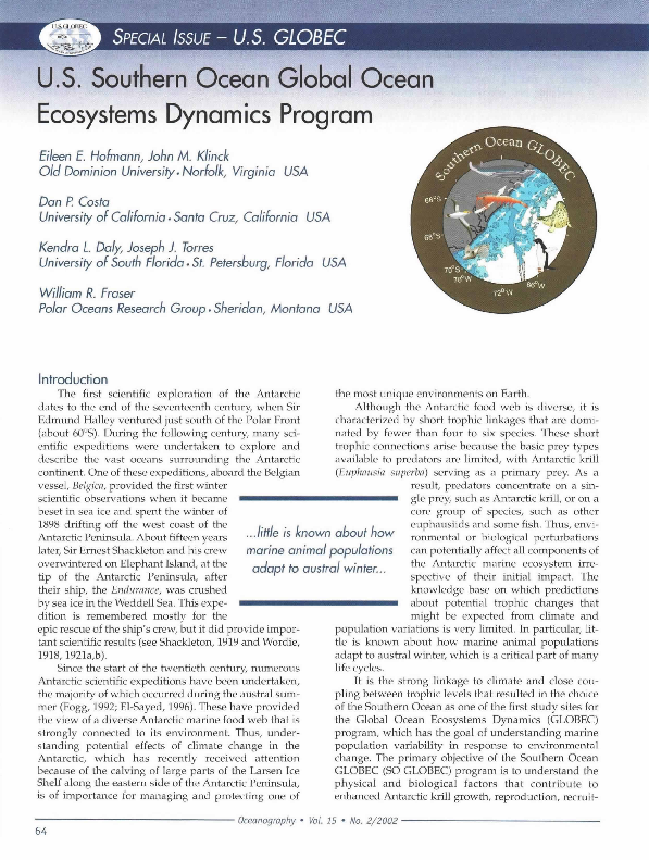 (PDF) U.S. Southern Ocean Global Ecosystems Dynamics Program