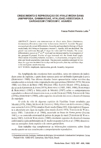 (PDF) Crescimento e reprodução de Hyale media Dana (Amphipoda ...