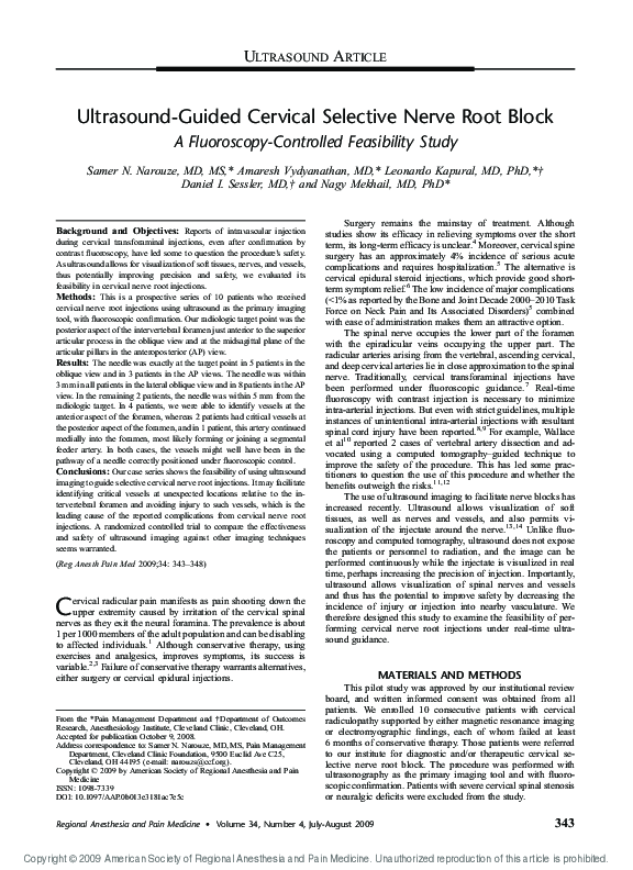 (PDF) Ultrasound-Guided Cervical Selective Nerve Root Block